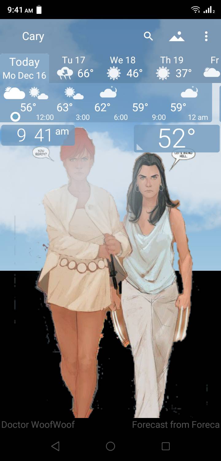 At my monthly Tysabri infusion for my MS. I made this background for the YoWeather app. Art by ...