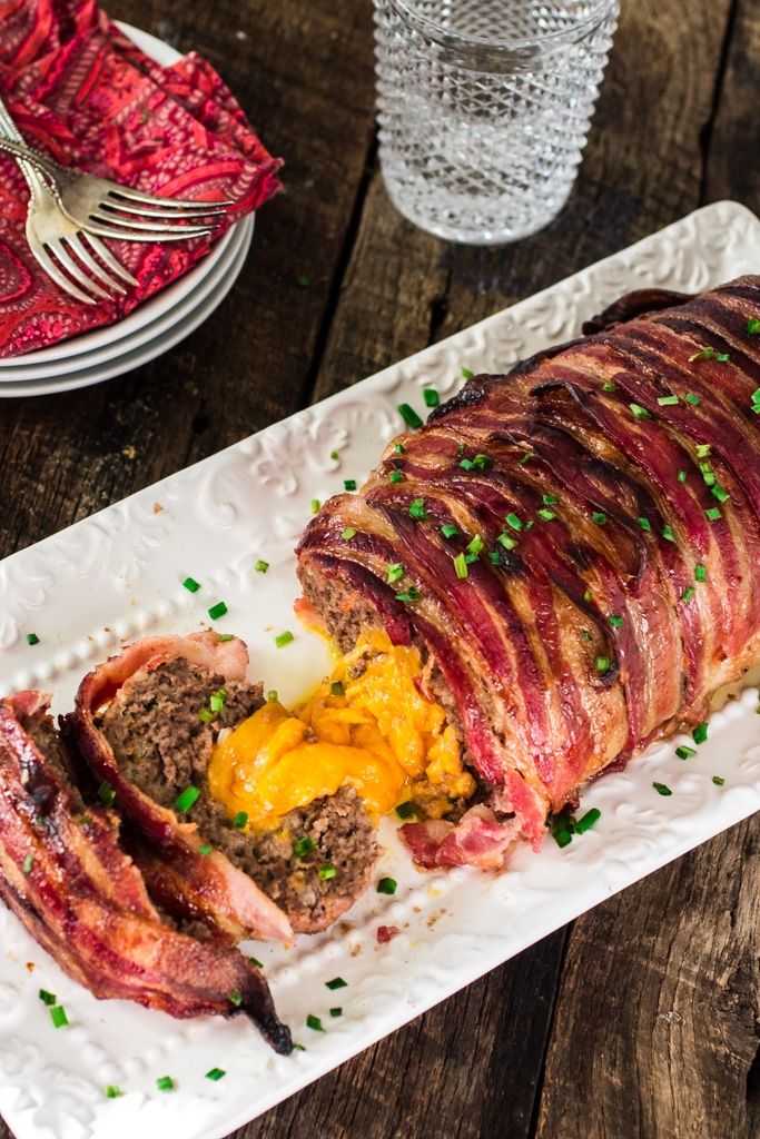 Bacon Wrapped Cheese Stuffed Meatloaf | Scrolller