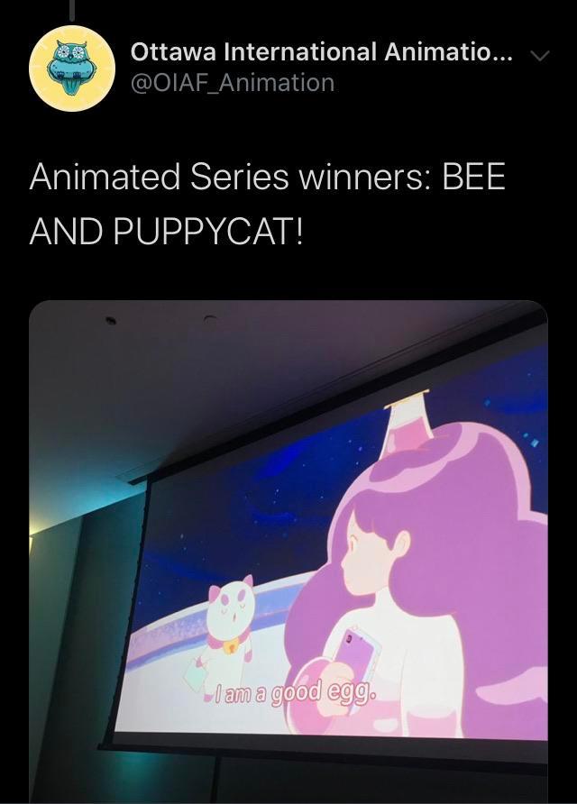 Bee and PuppyCat: Lazy in Space won in the Animated Series competition at the Ottawa ...