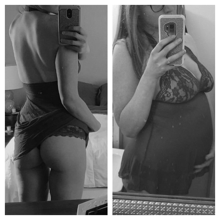 Before and After Breeding (same lingerie) [26 weeks] | Scrolller