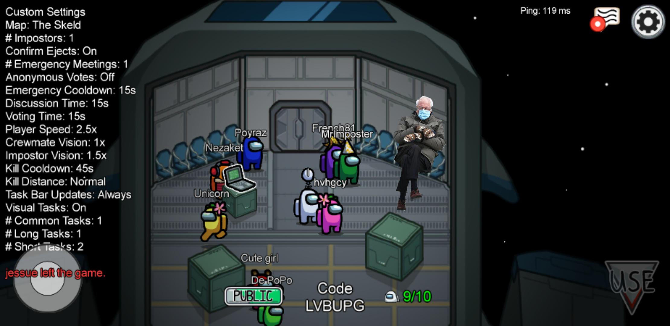 Bernie watching his first among us game | Scrolller