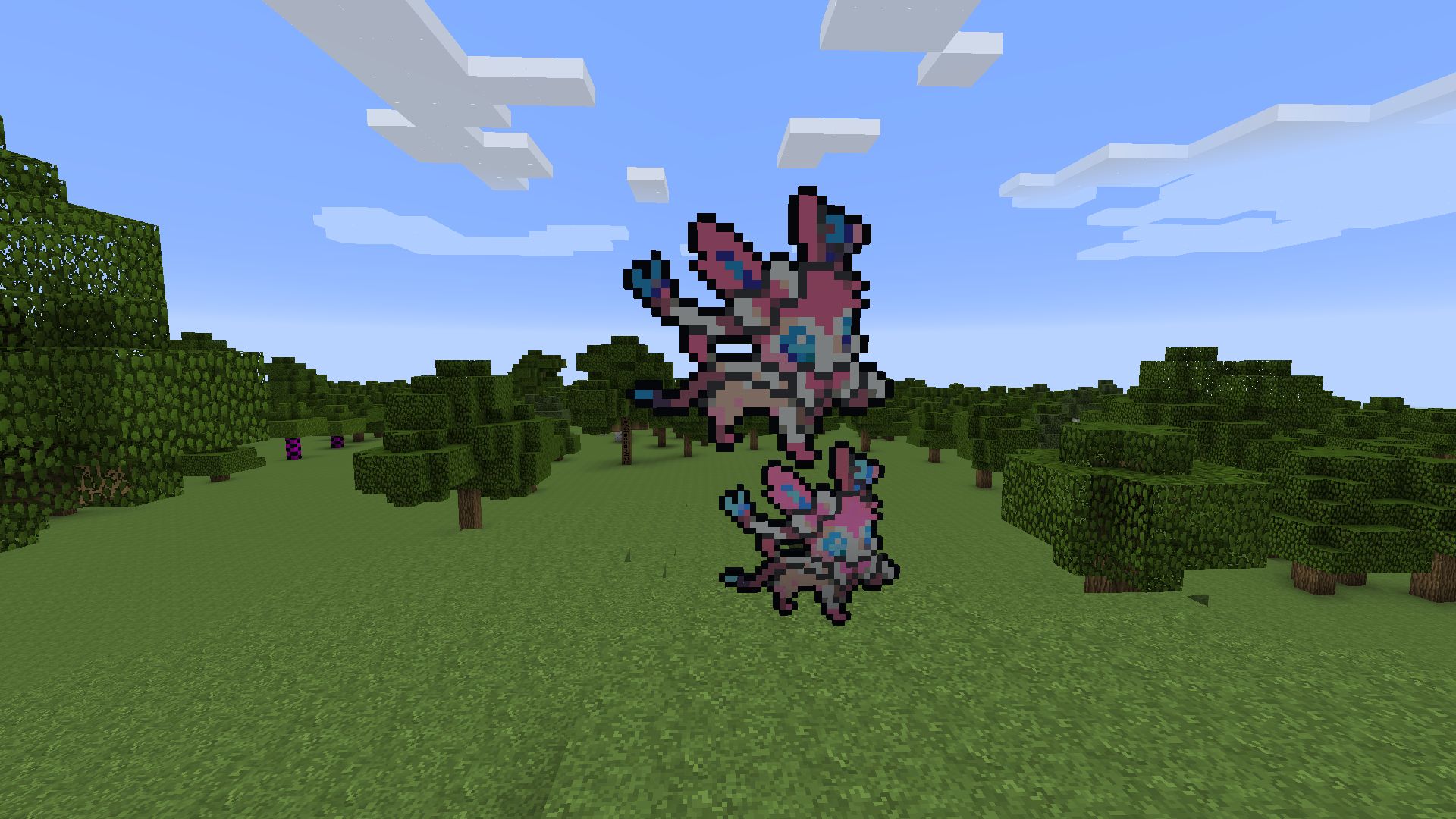 Big and Small Sylveon Pixelart in Minecraft. Mods used here are Chisels & Bits and Flat Colored ...