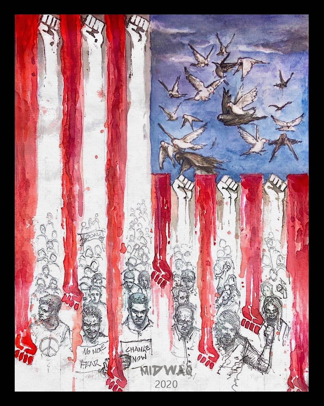 "Black Lives Matter", Midwaq, Watercolor, 2020 | Scrolller