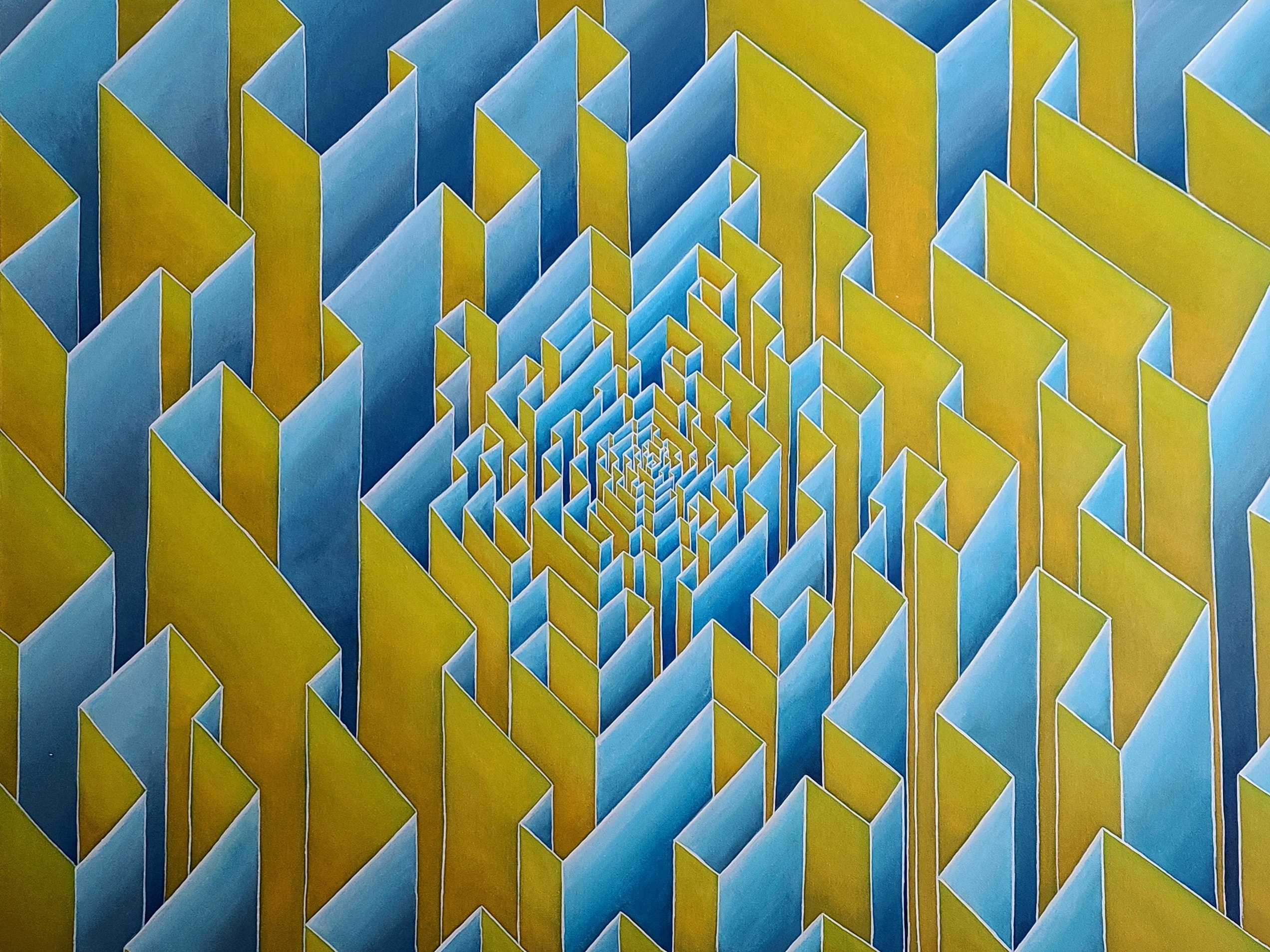 Blue and yellow maze, by me, 2017 | Scrolller