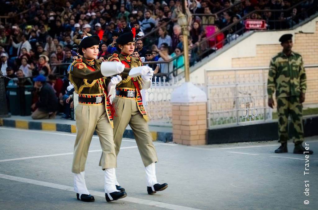 Border Security Force officers at the Wagah Border closing ceremony. | Scrolller