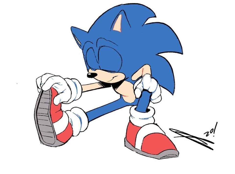 Bracardi Curry's (Sonic Comics Artist) artwork of Sonic stretching! | Scrolller