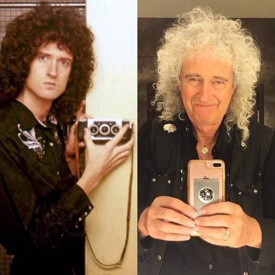 Brian May selfie now and then | Scrolller