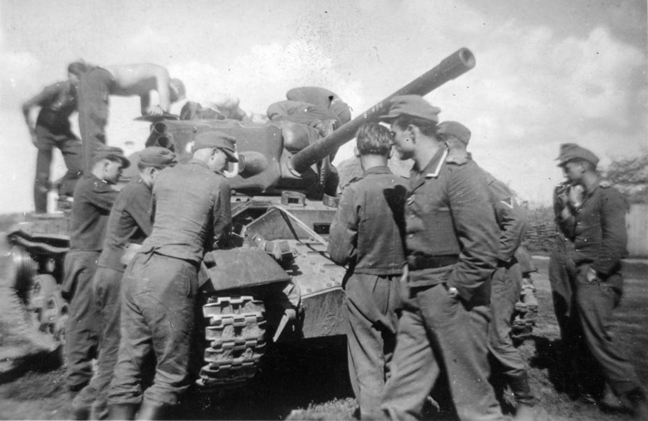 British Valentine IX tank of theRed Army that was knocked out and captured by the Germans on the ...
