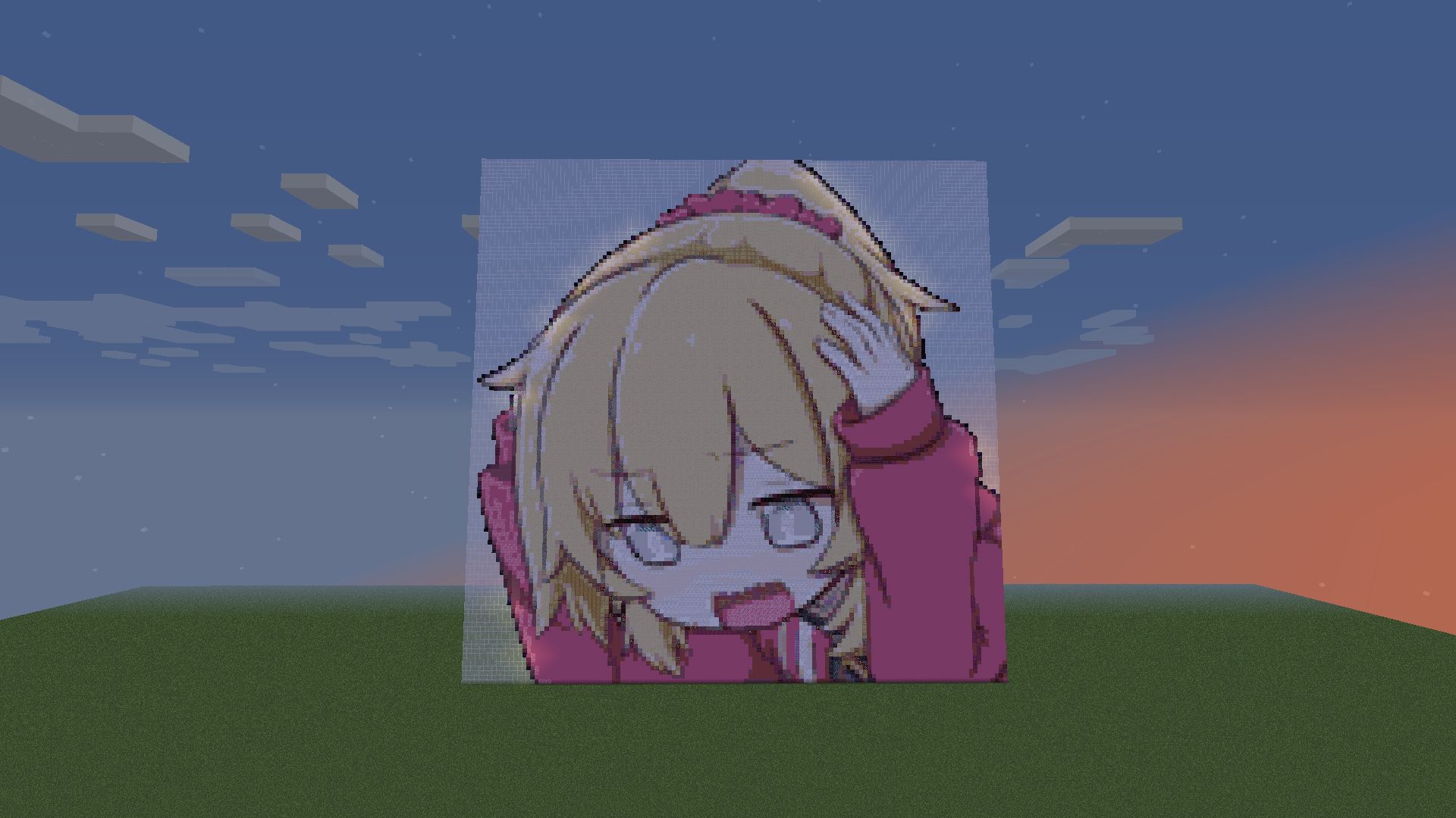 Built a haachama pixel art in minecraft. 160x160 blocks. Finally finished it after 2 weeks ...