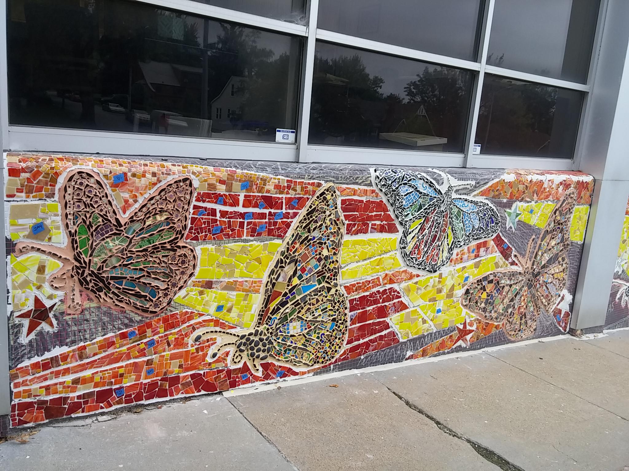 Butterfly mural closer to completion (42nd and Center) | Scrolller