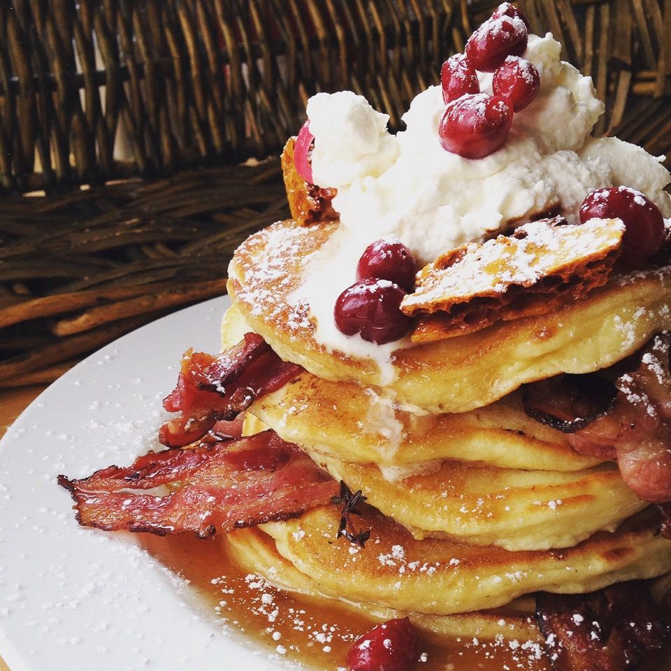 Buttermilk Pancakes with Wild Boar Bacon | Scrolller