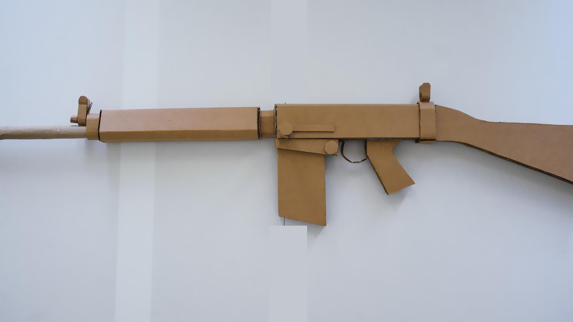 Cardboard FN FAL. Not much to it, literally just a 50 inch long cardboard battle rifle | Scrolller
