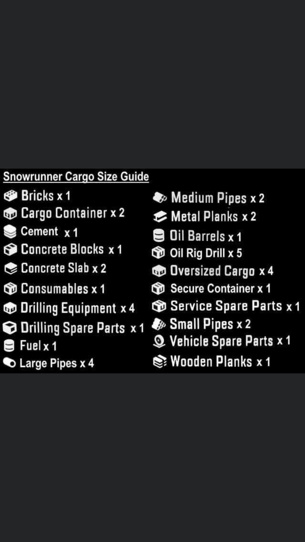 Cargo Size Guide Snow Runner | Scrolller
