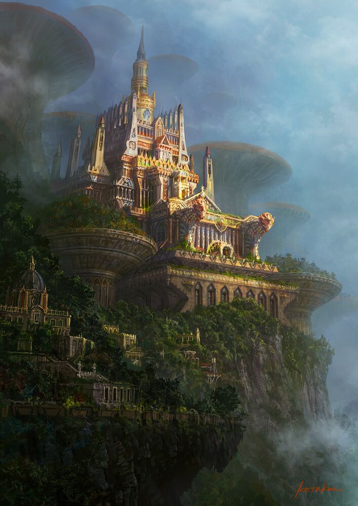 Castle of Mushrooms Mountain by Kou Takano | Scrolller