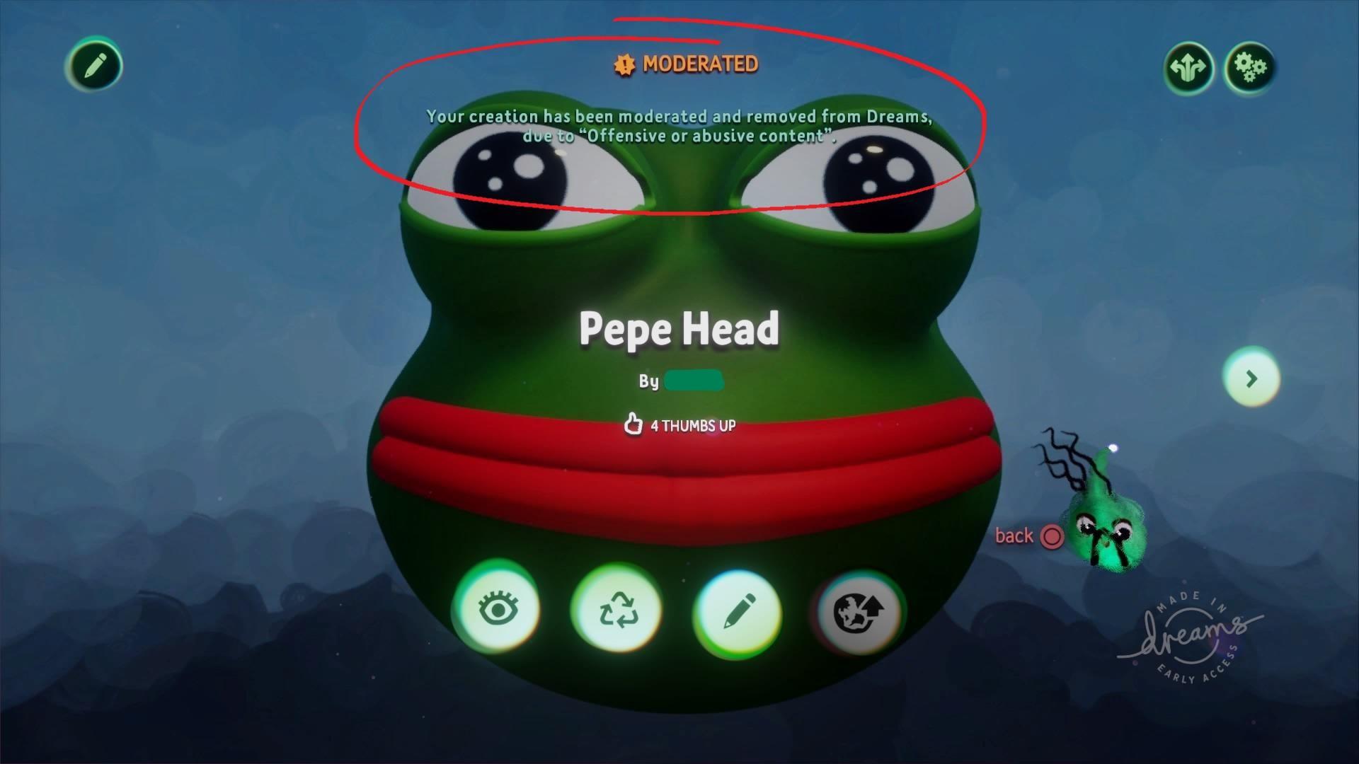 [Censorship] Sony removes 'Pepe Head' model from Dreams on PS4 | Scrolller