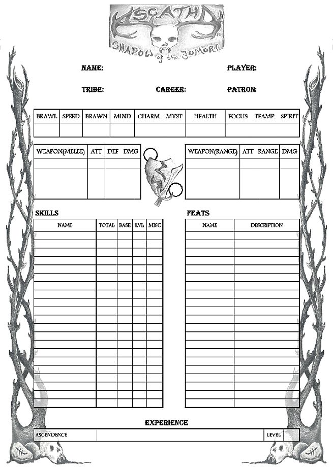 Character Sheet (Beta Version - page 1) | Scrolller