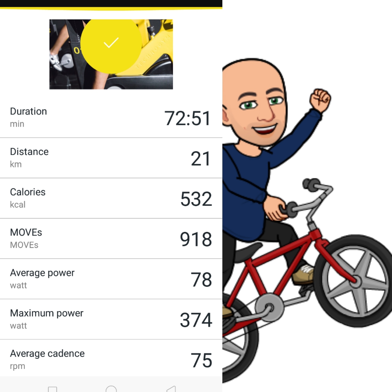Check out my numbers in spin class today! | Scrolller