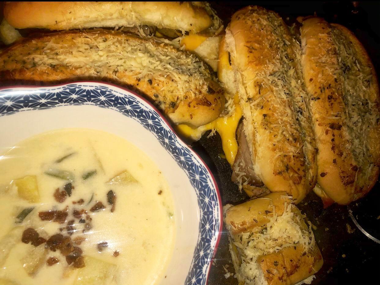 Cheesy potato soup & roast beef sandwiches | Scrolller