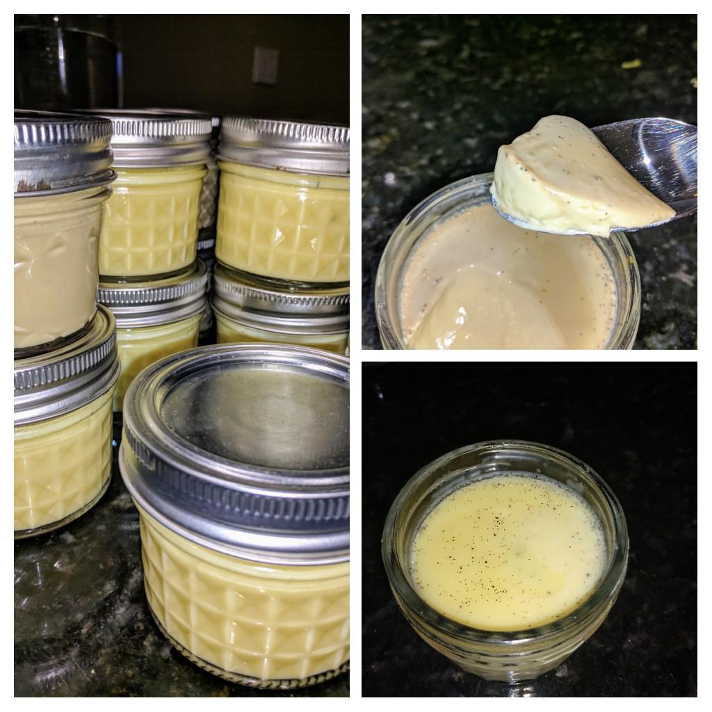 Chefsteps pot de creme plus a vanilla bean. Three of them got a shot of Nespresso mixed in. They ...