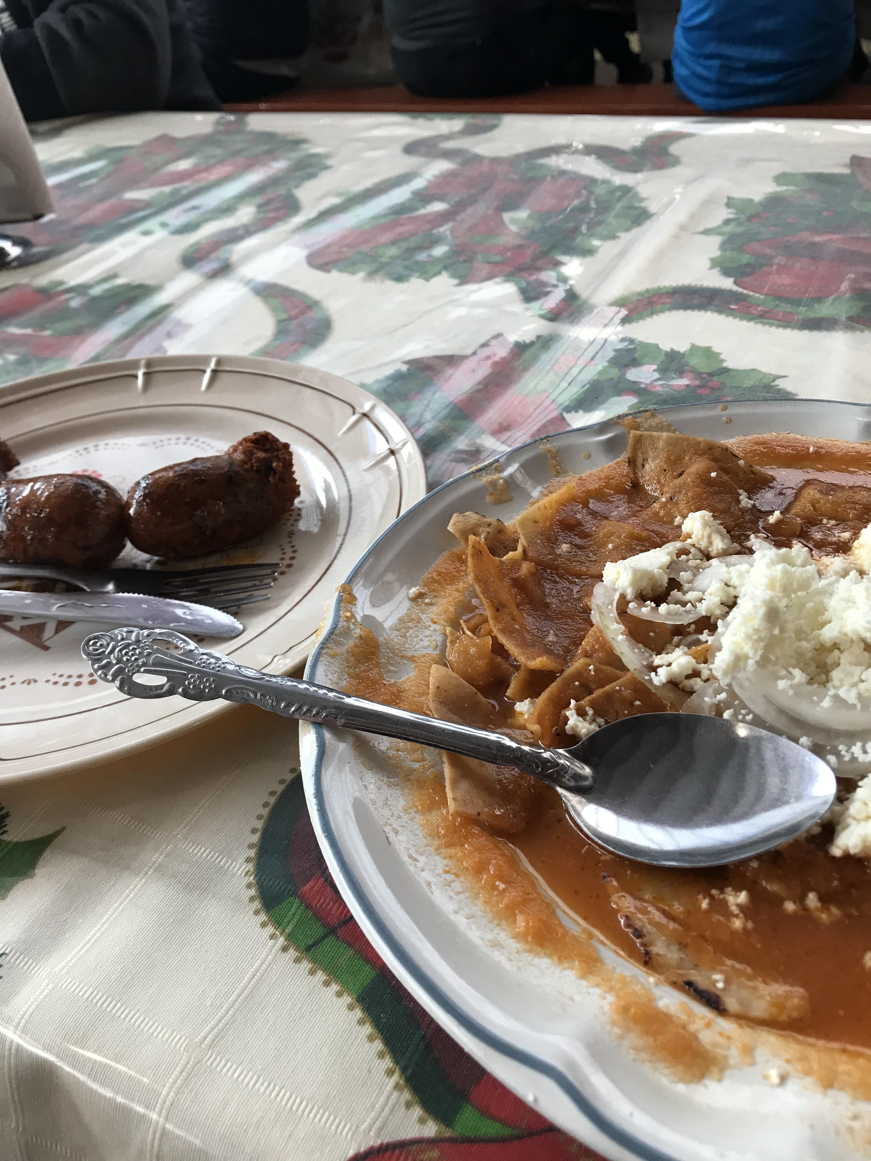 Chilaquiles Rojo con Chorizo at Fonda Floricita, Oaxaca. | Scrolller