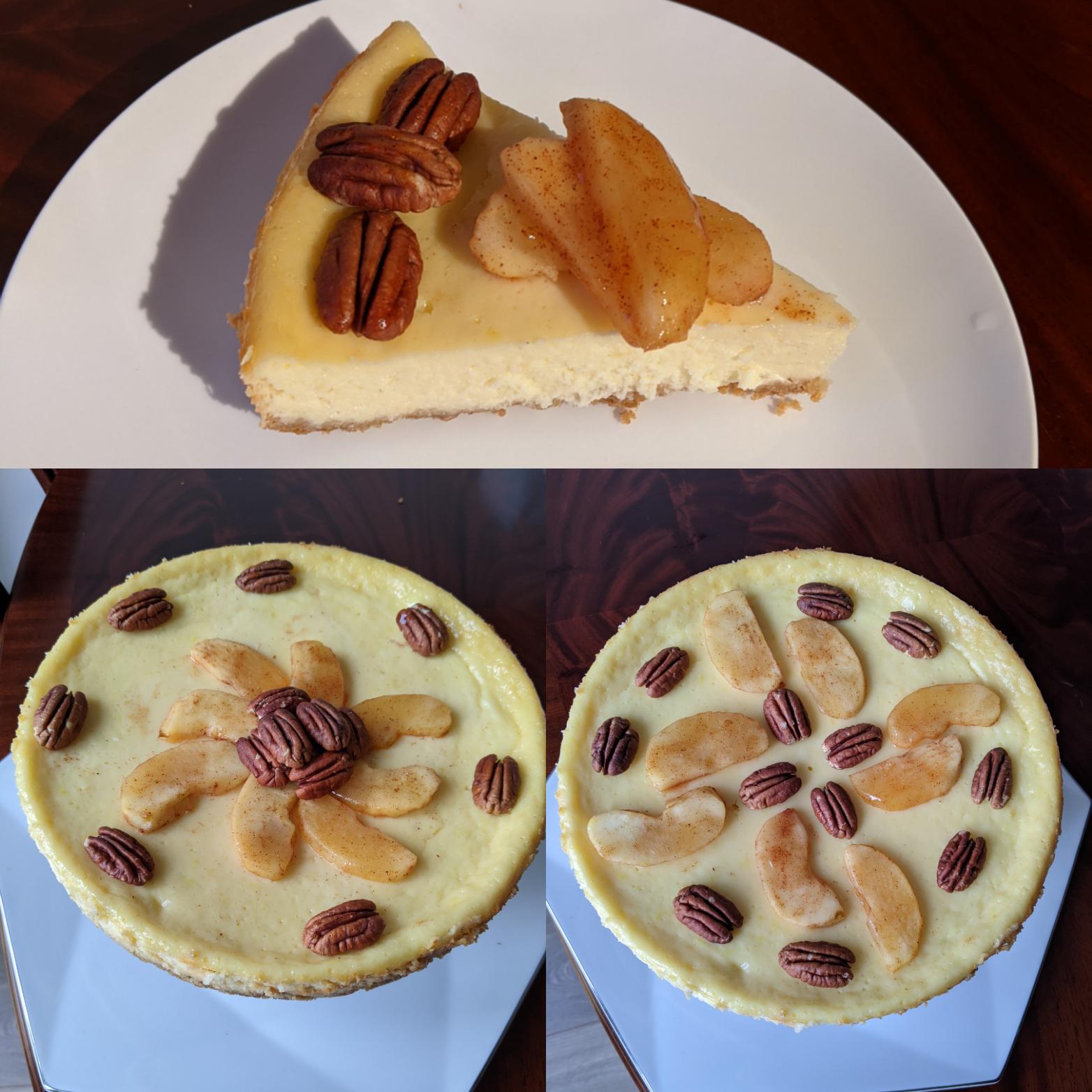 Cinnamon apples and toasted pecans on a GF baked cheesecake | Scrolller