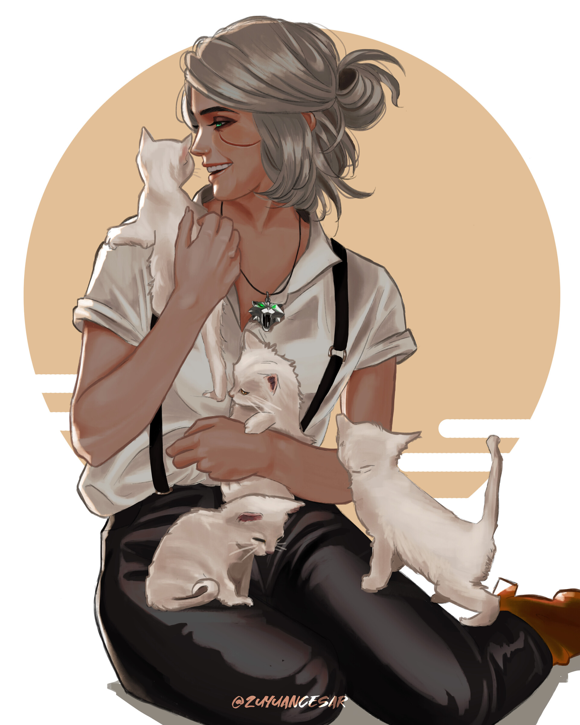 [/r/ImaginaryWitcher] Ciri and Kittens by Zu Yuan Cesar | Scrolller