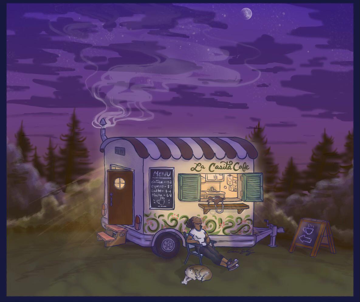 Coffee shop, my friend G, Digital, 2021 | Scrolller