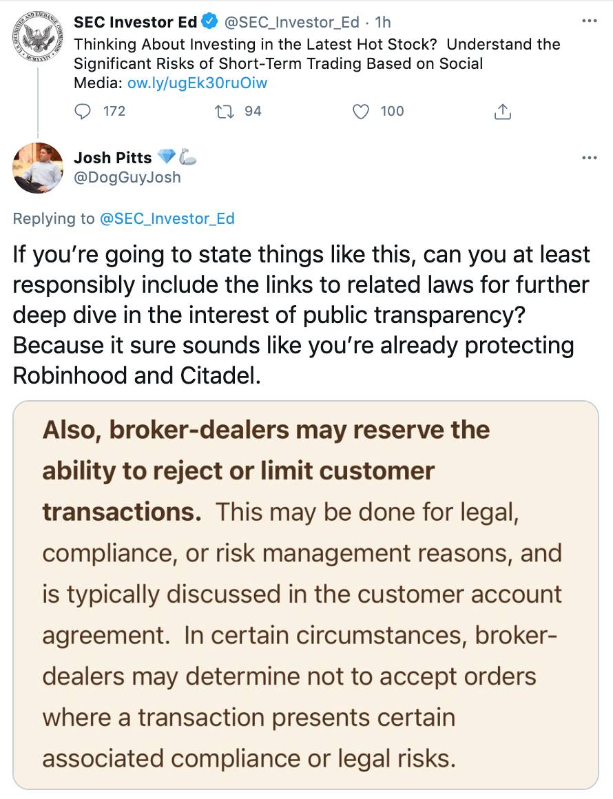 COLOR ME SHOCKED! LOOKS LIKE THE SEC IS ALREADY DEFENDING ROBINHOOD. UNBELIEVABLE. | Scrolller