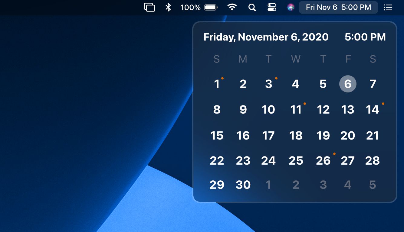 (Concept) Menu Bar Calendar | Scrolller