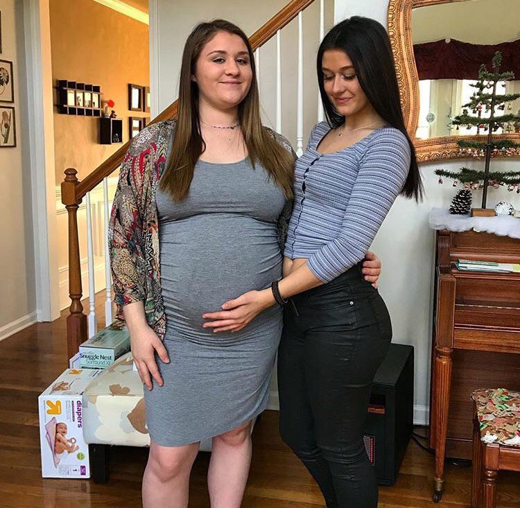 Congratulations to her older sister(left) who recently had her first child with her longtime ...
