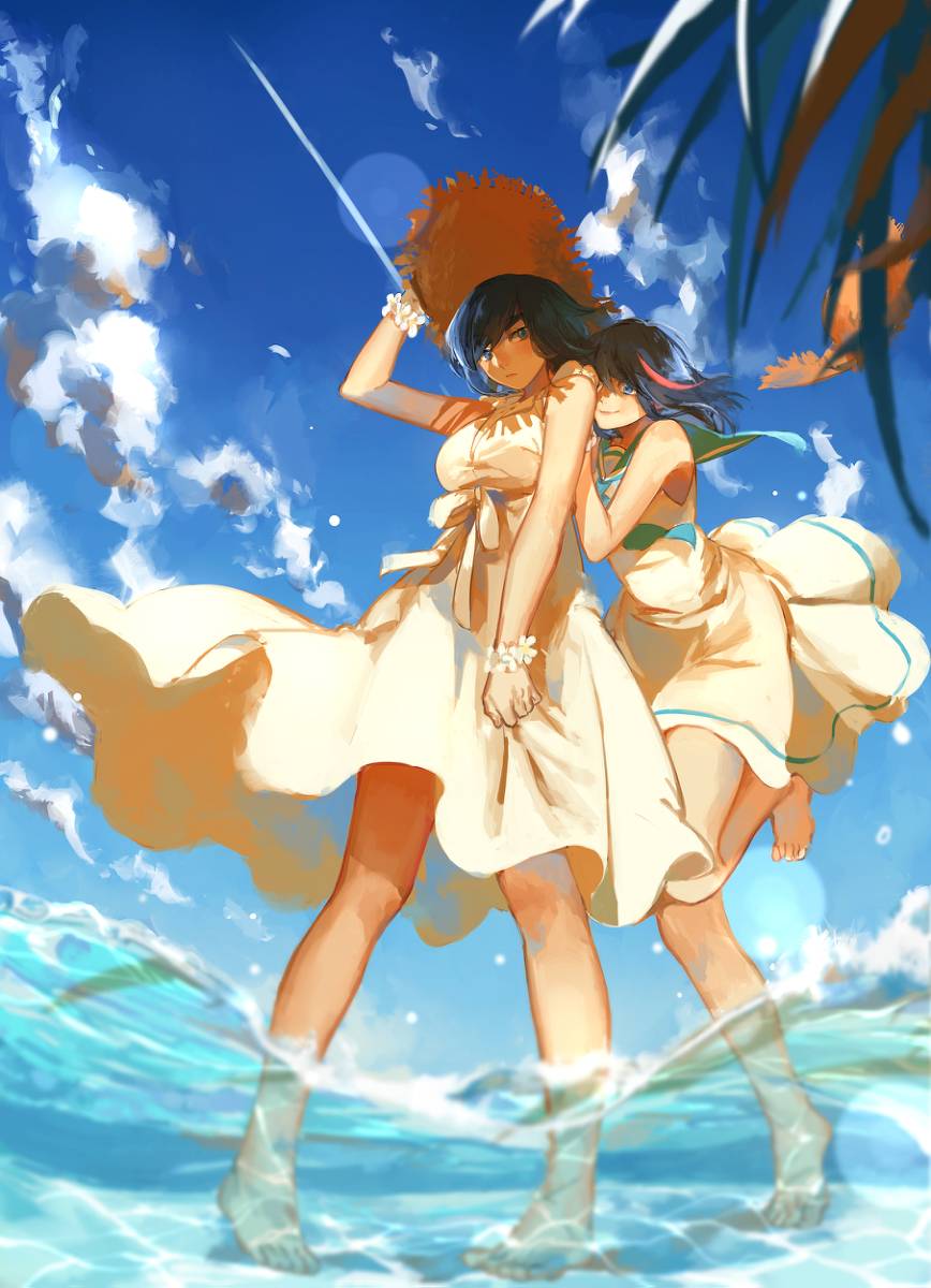 Daily Satsukiposting #358! Wholesome sisters Satsuki and Ryuko enjoy the beach and summer ...