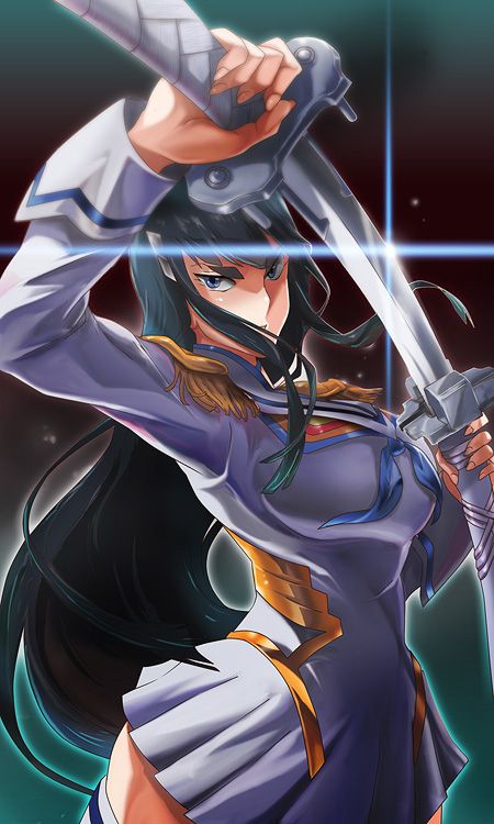 Daily Satsukiposting #531! Satsuki draws her blade! Fantastic art, by 71 on Pixiv. This would be ...