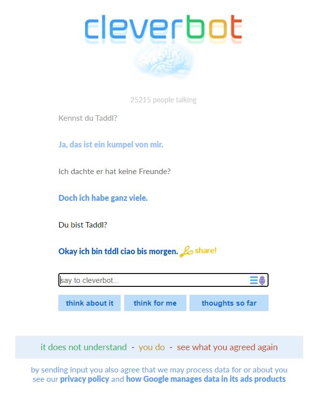 Der Cleverbot ist Taddl | Scrolller