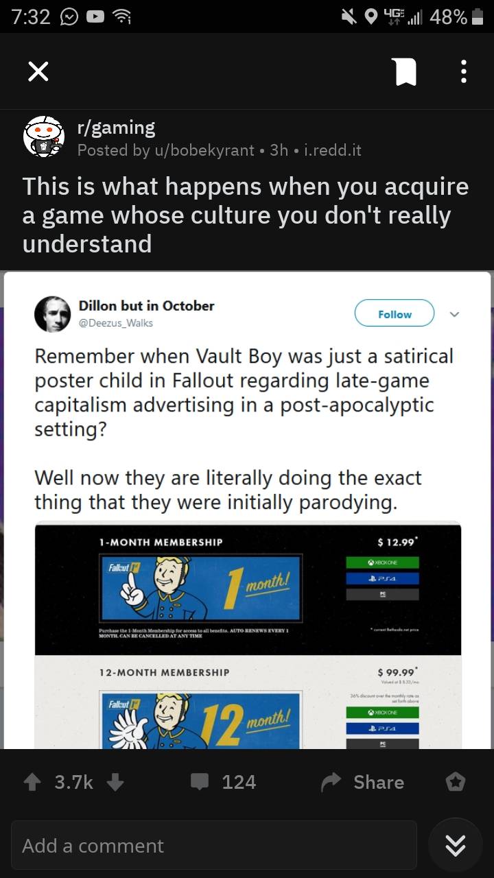 Dillon's fallout tweet got on r/gaming hot | Scrolller
