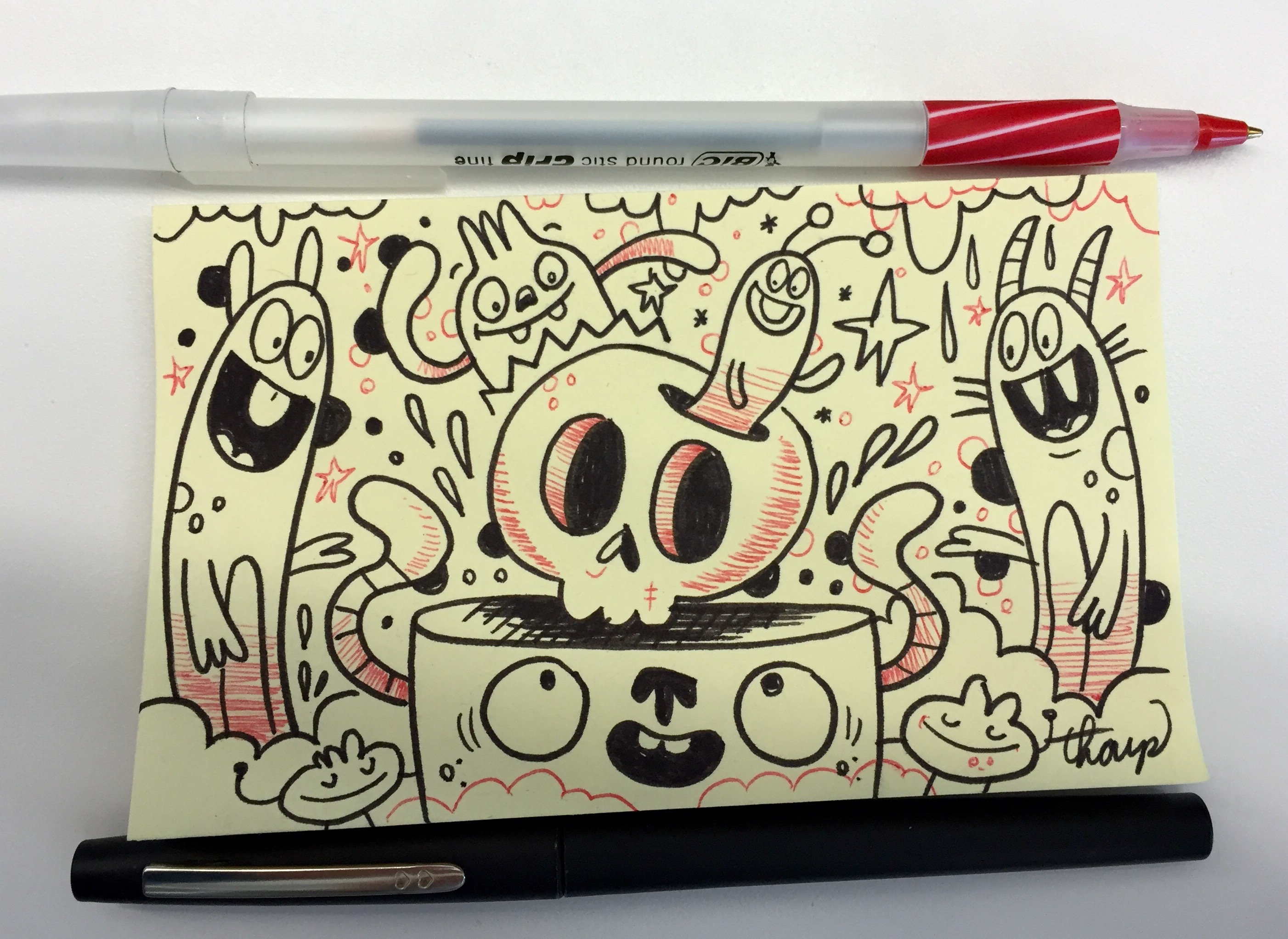 Drawing on a Post-It note while on a phone meeting. | Scrolller