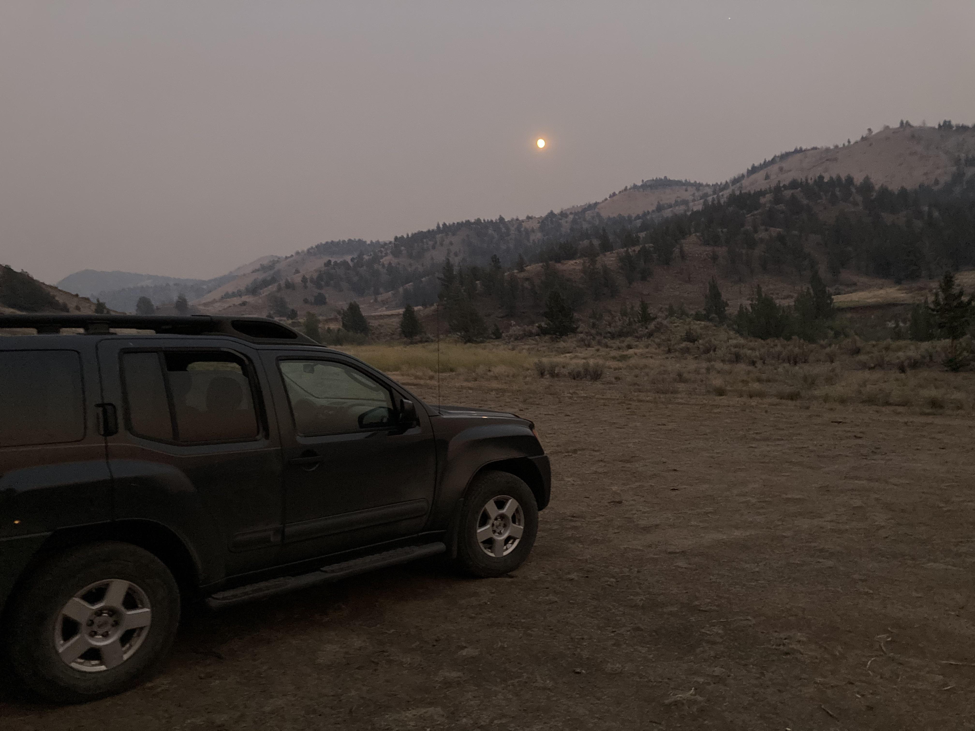Early moonrise in the smoke, east-central Oregon | Scrolller