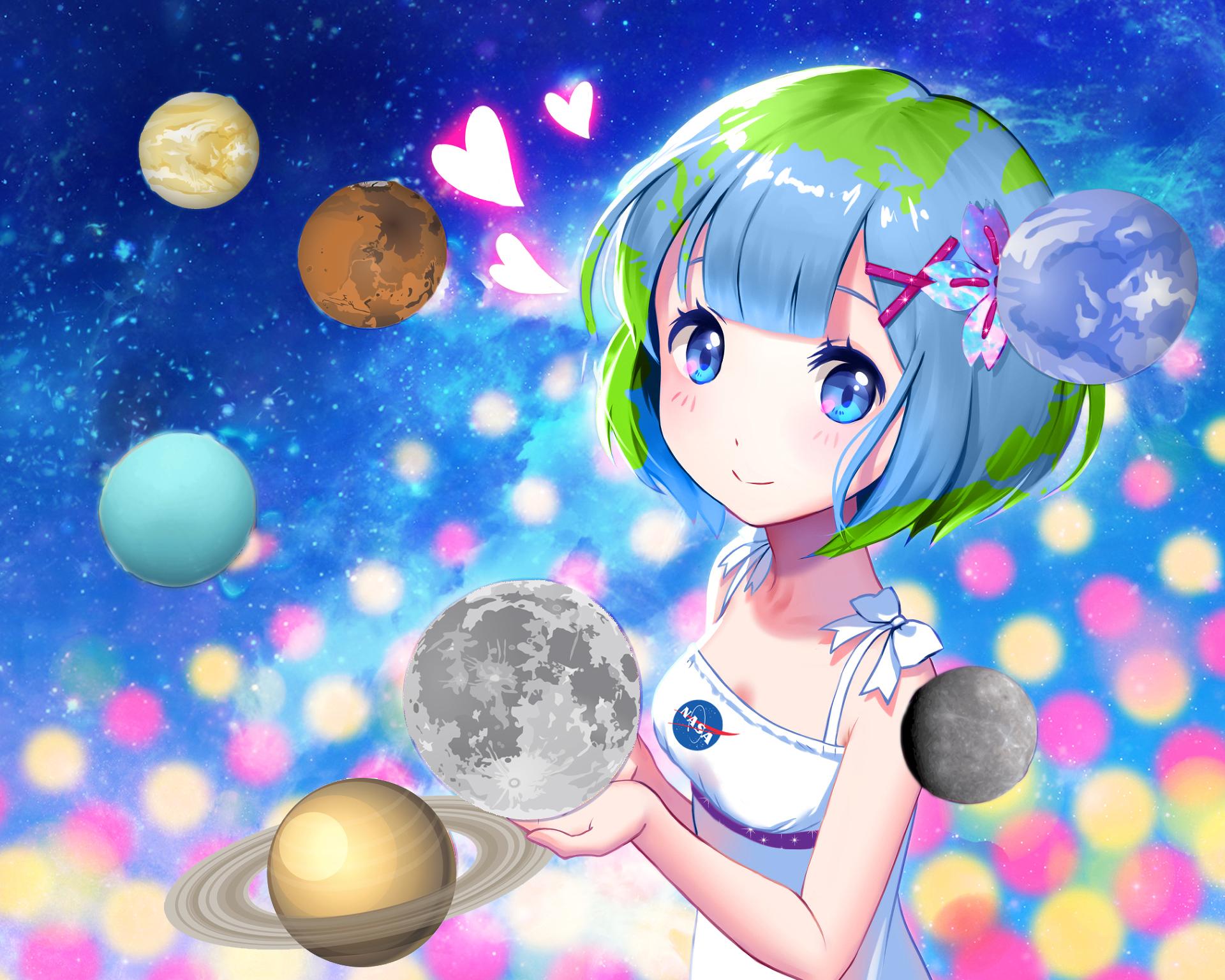 Earth-chan watches over the planets | Scrolller