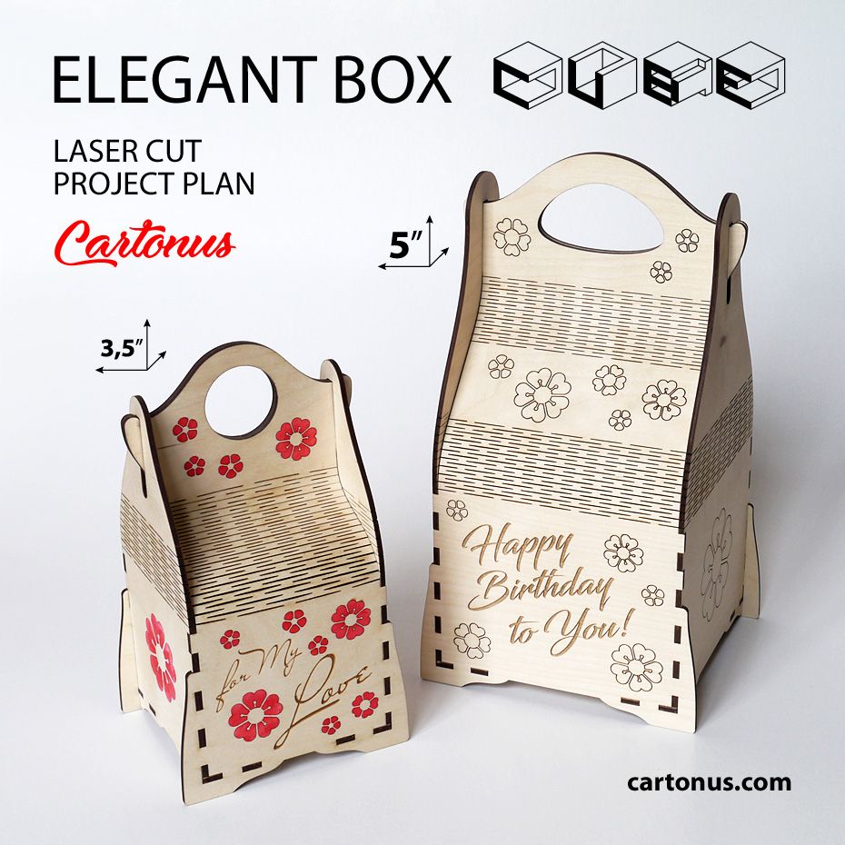 Elegant box cube. Project for laser cutting | Scrolller