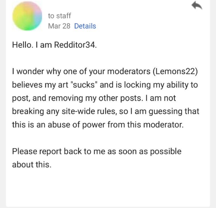 Email I sent to Rule34 XXX mods on why they chose to lock my posts. | Scrolller