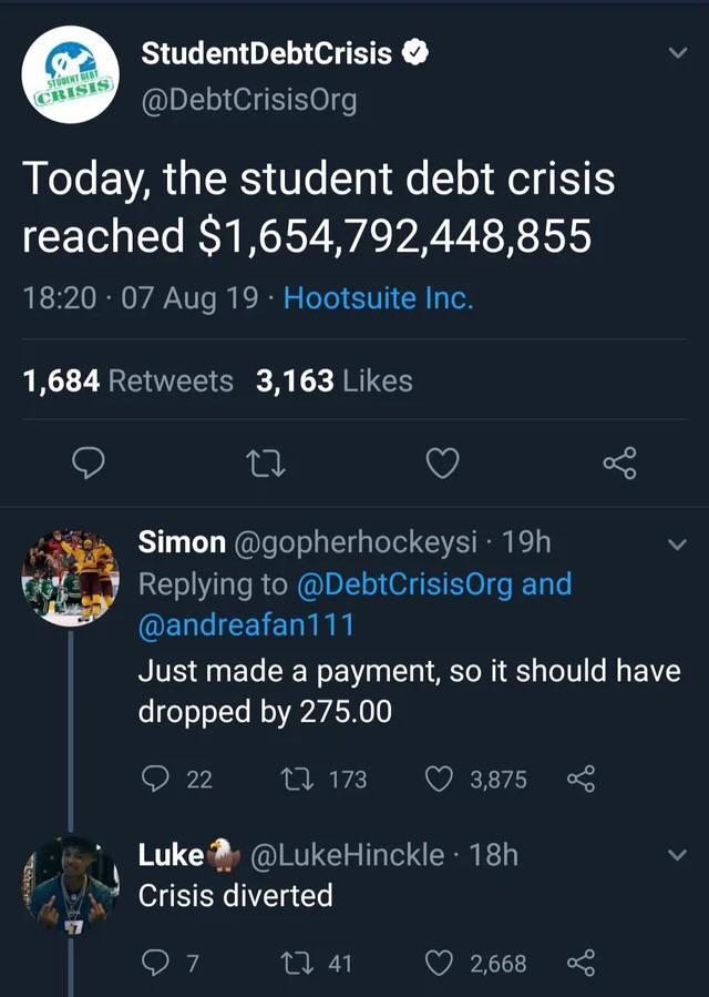 Eradication of student debt (2019) | Scrolller