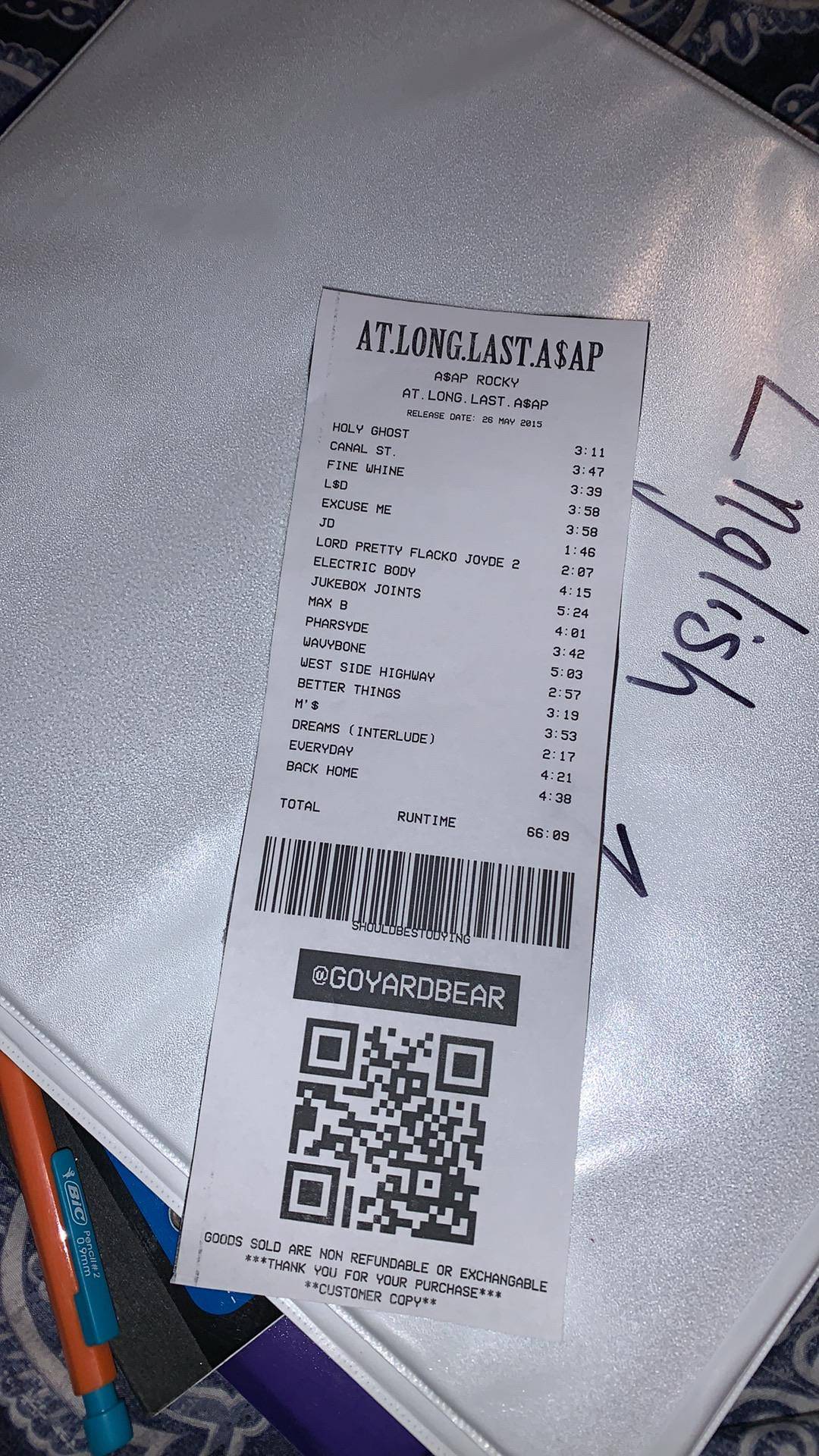 euphoric supply inspired ALLA receipt | Scrolller