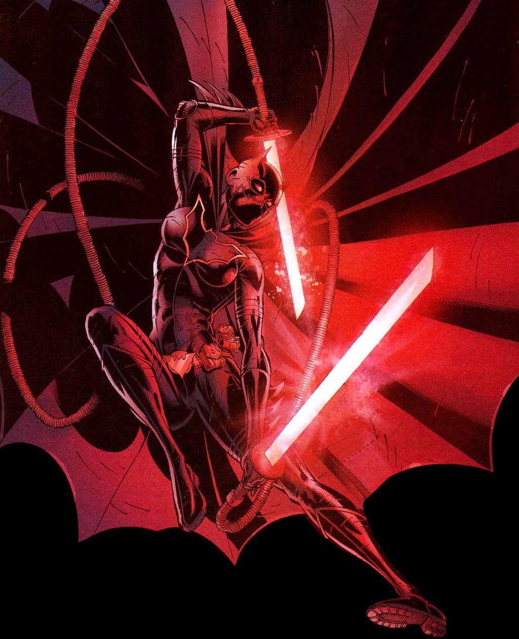 EvilCass Batgirl - Leaping With Swords Fighting Supergirl isolation edit from Supergirl v5-14 ...