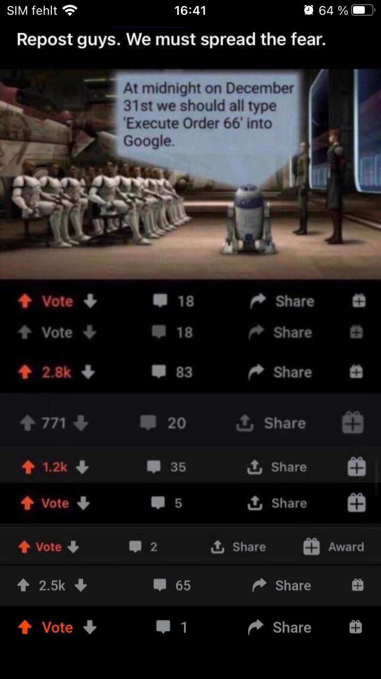 EXECUTE ORDER 66 | Scrolller