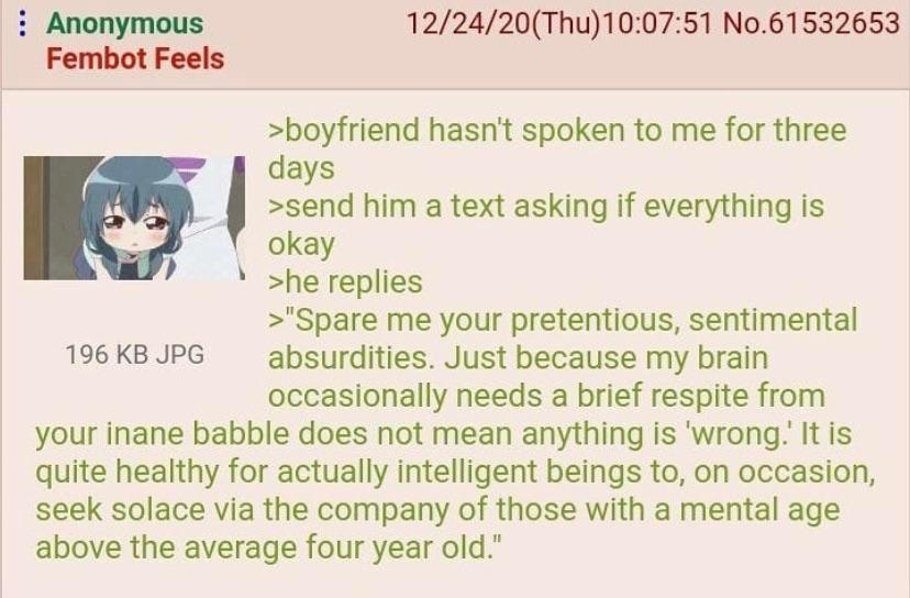 femanon has a based boyfriend | Scrolller