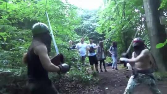 Sword fighting with real swords when the inevitable happens | Scrolller