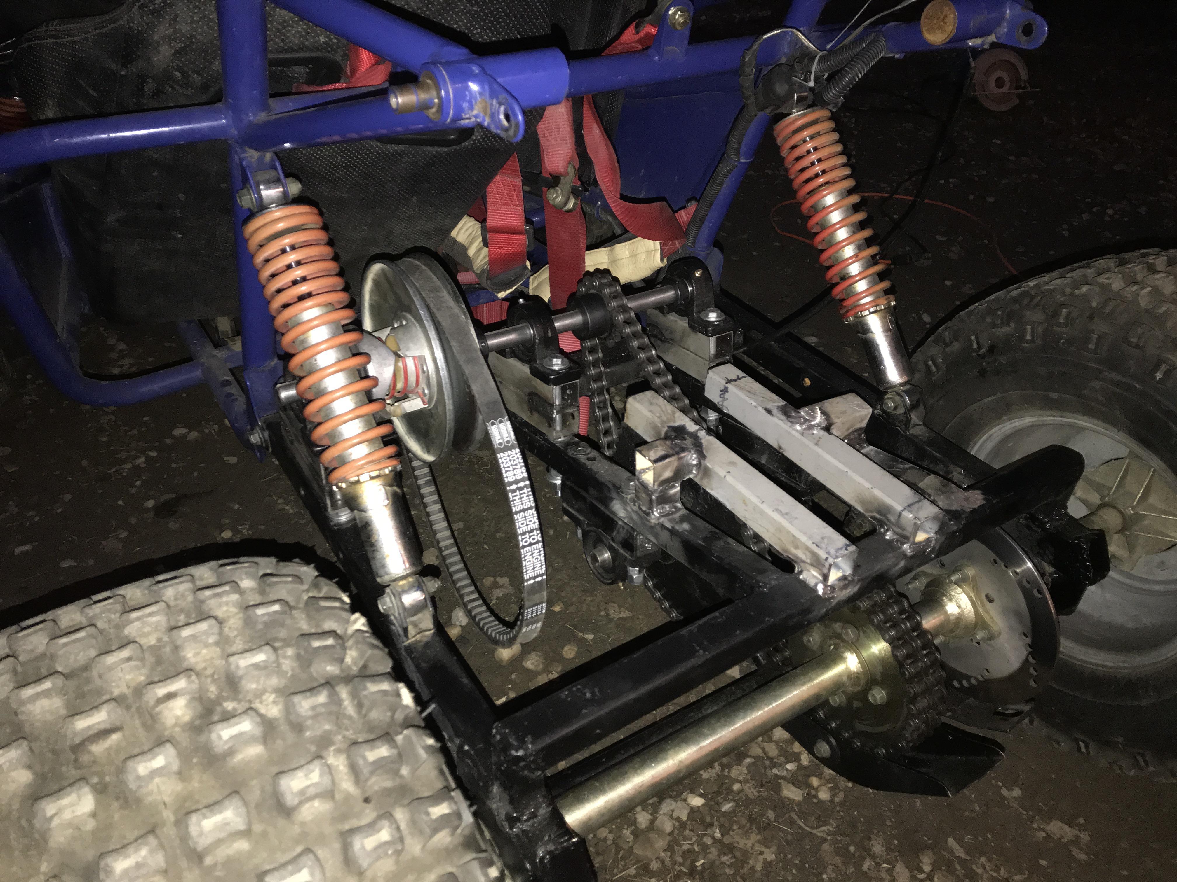 Finally finished cutting & welding the new engine mount and bolting on new custom jackshafts on ...