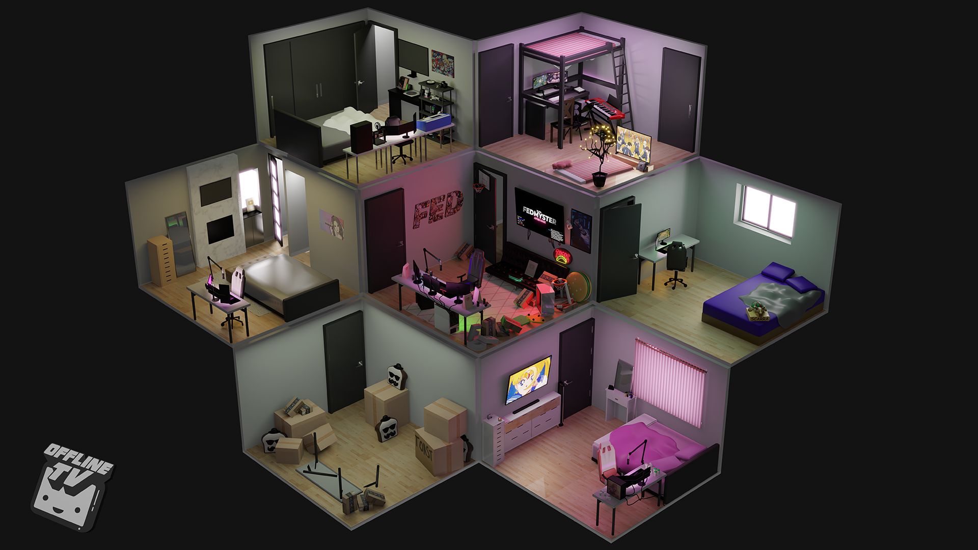 Finally got done with the rooms of all the OfflineTV members! | Scrolller