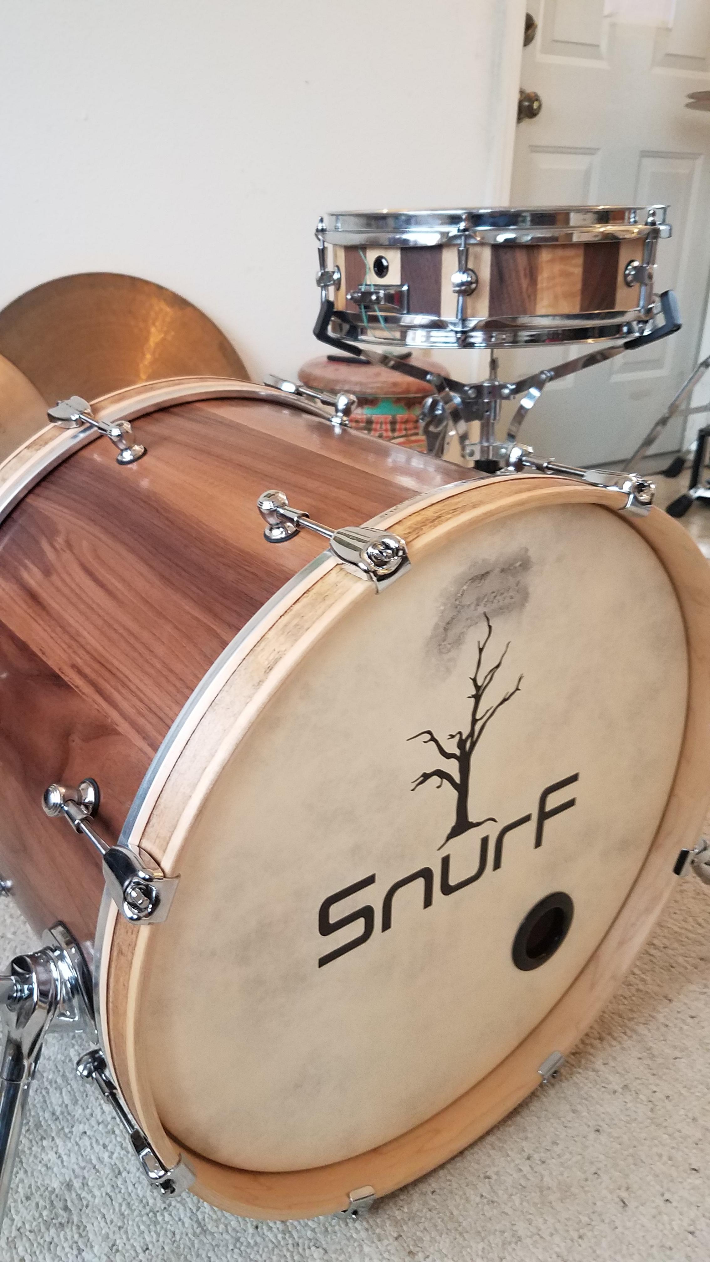 Finished 20x14 walnut kick drum built by Snurf drums | Scrolller