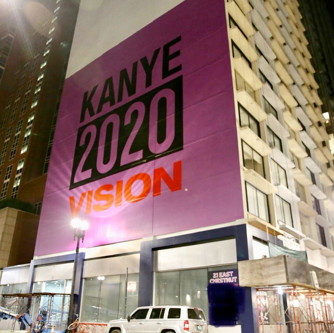 Finished Kanye 2020 Vision billboard posted by John Monopoly on IG with the caption "Verified ...