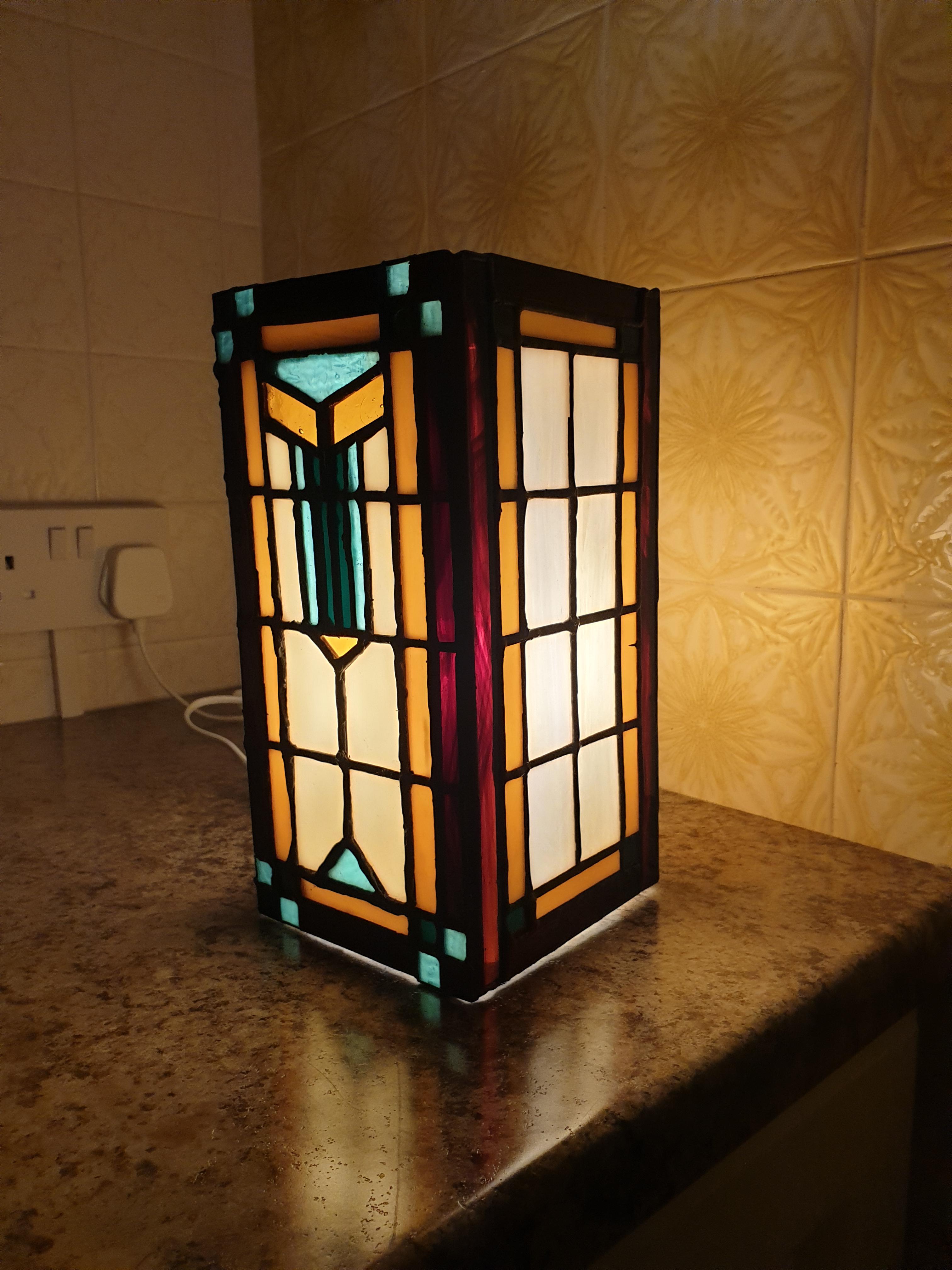 First lamp completed - solder got a bit messed up, but pretty happy with the outcome | Scrolller